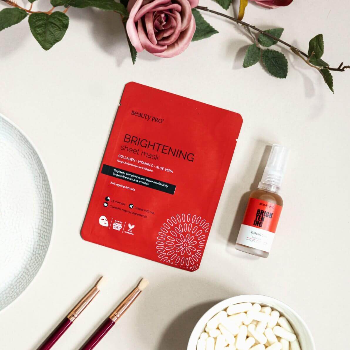 BeautyPro Bundle Brightening Collagen Mask & Vit C Serum